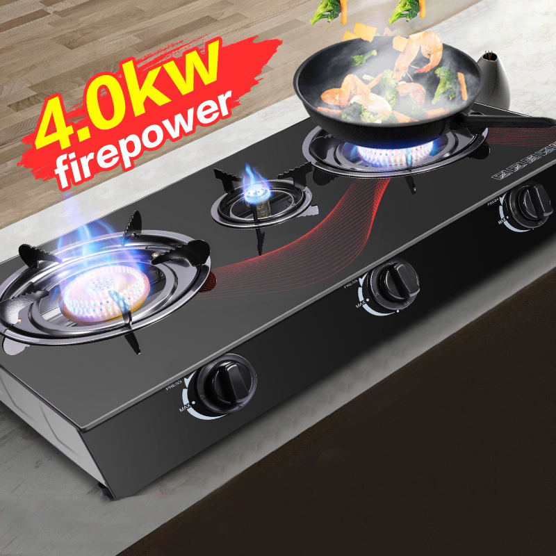Household gas stove glass stove burner stove 3 burner 3d gas stove ...