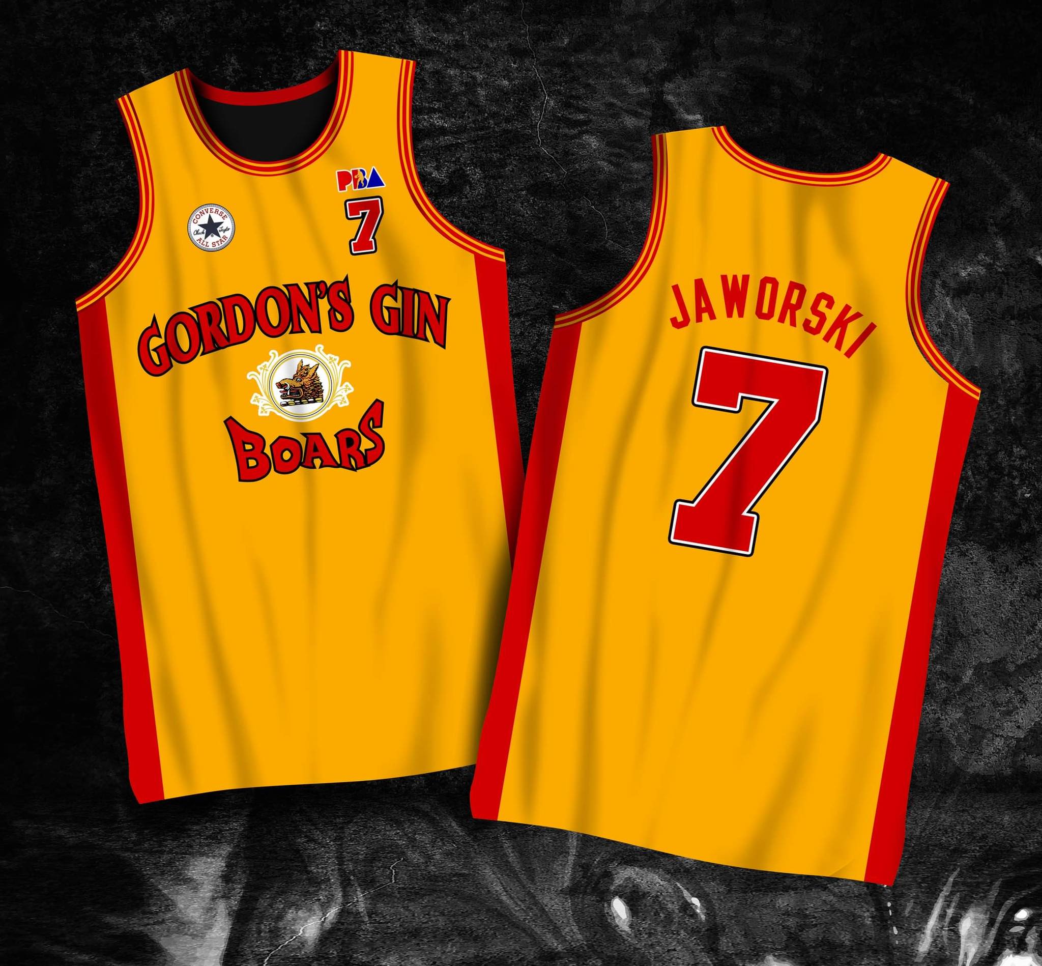 PBA RETRO JERSEY | GORDON'S GIN BOARS ROBERT JAWORSKI #7 LOCSIN #6 ...