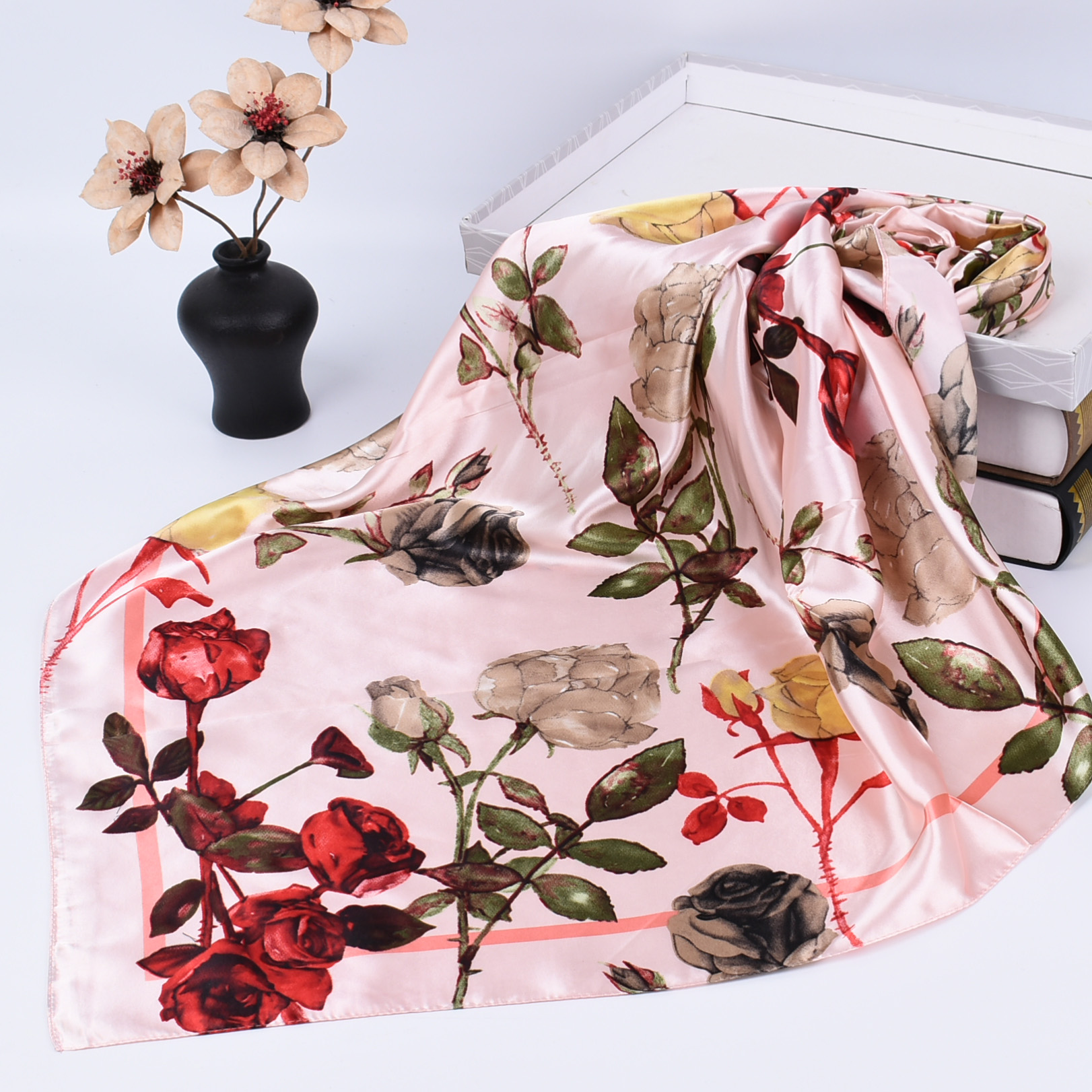 GD055 Women Ladies Fashion Printed Soft Silk Shawl Wraps Scarf Scarves ...