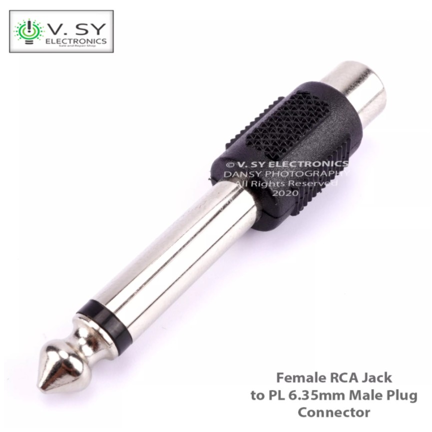 Female RCA Jack to Male PL PL55 Mono Plug 6.35mm 1/4in Connector ...