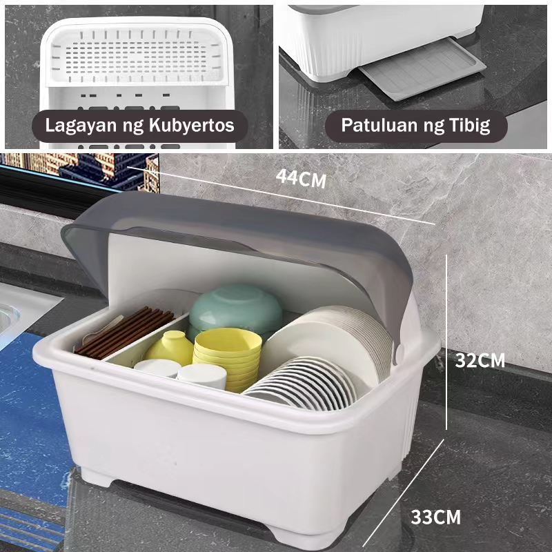 Kitchen Dish Rack with Cover Dust-proof insect-proof Dish drain rack ...