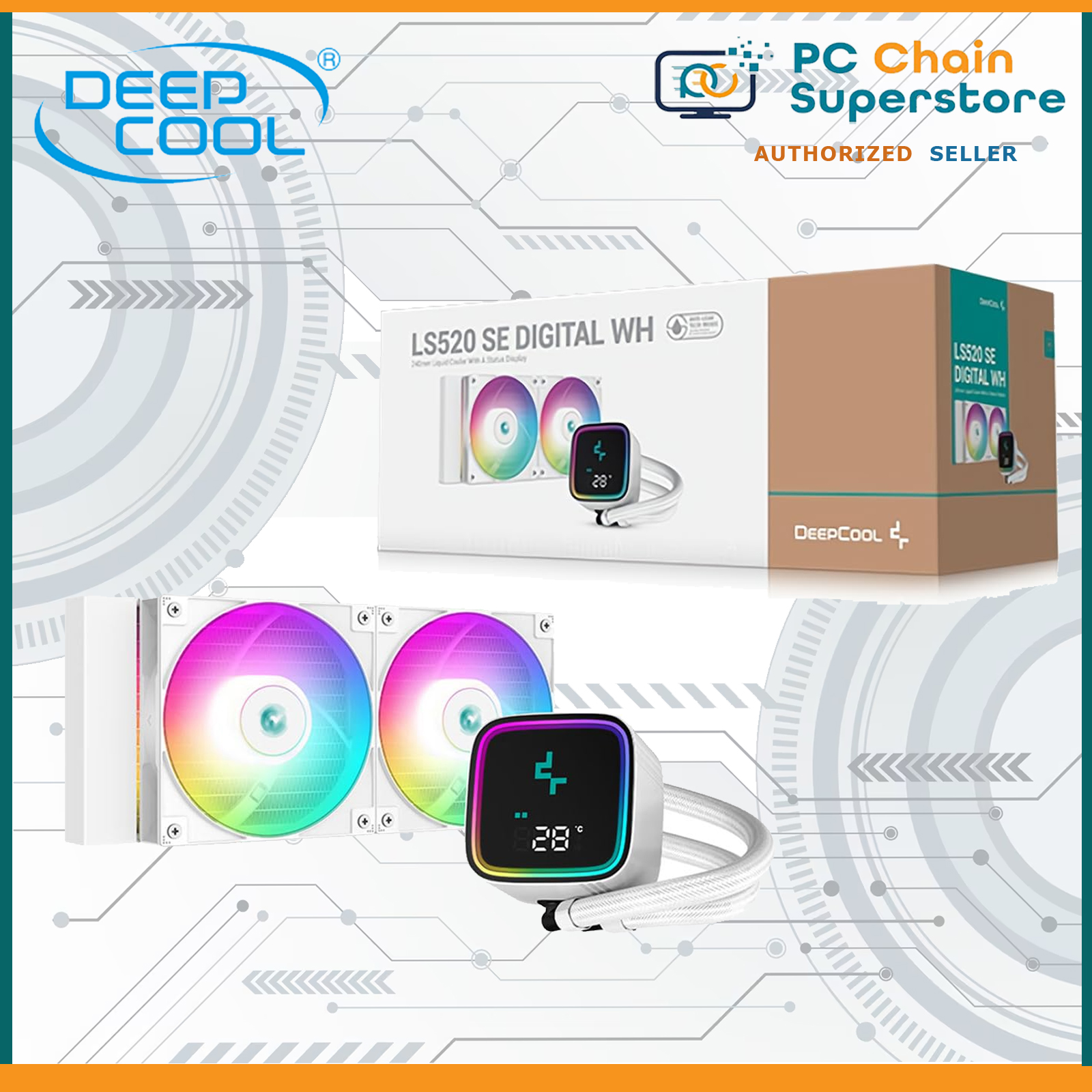 DeepCool LS520 SE Digital 240mm AIO ARGB Liquid Cooler - Real Time Temperature / Anti Leak Tech ...