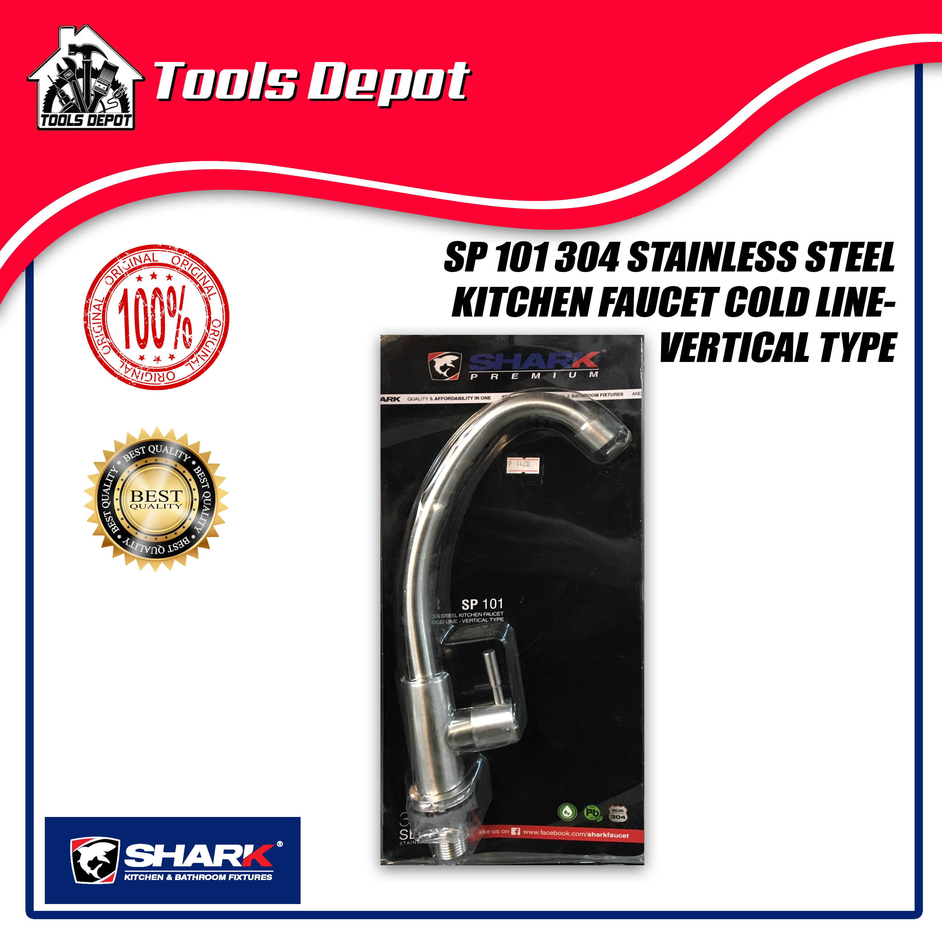 SHARK STAINLESS STEEL KITCHEN FAUCET COLD LINE VERTICAL AND WALL TYPE ...