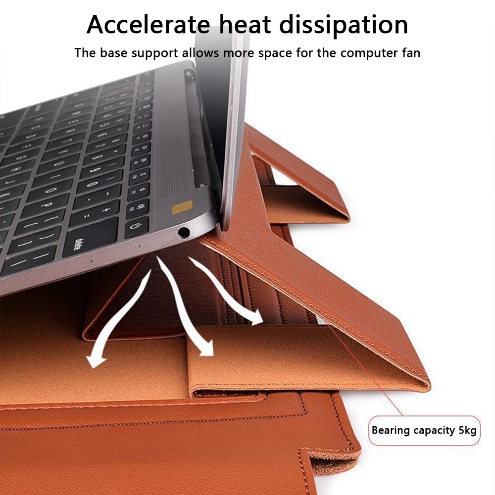 2 in 1 Laptop Sleeve PU Leather Laptop Stand Bag Waterproof Bag Case ...
