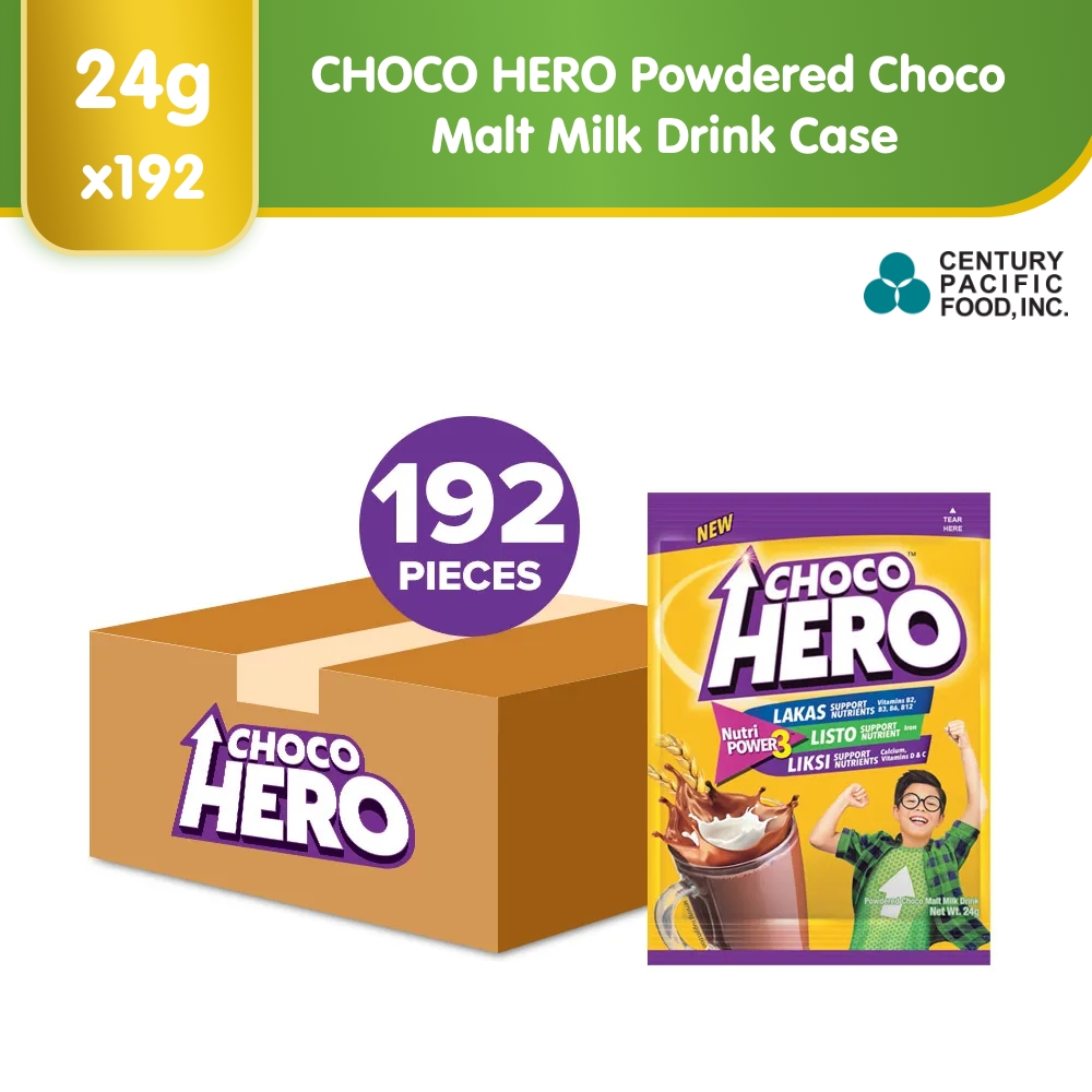 CHOCO HERO Powdered Choco Malt Milk Drink 24g x192 | Lazada PH
