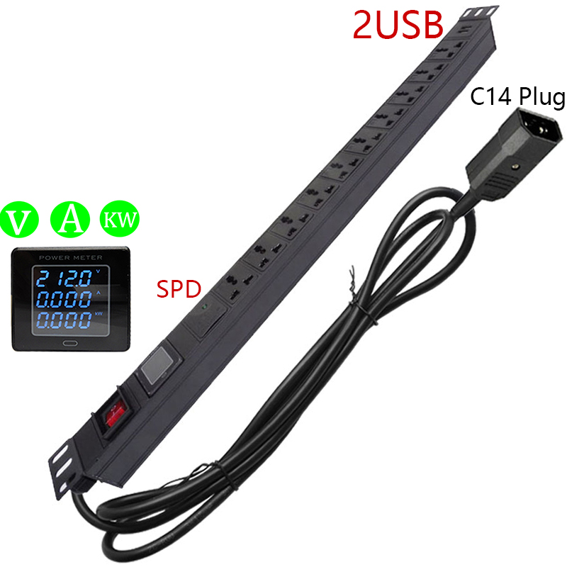 PDU cabinet server power strip 10 Ways sockets voltage current power ...