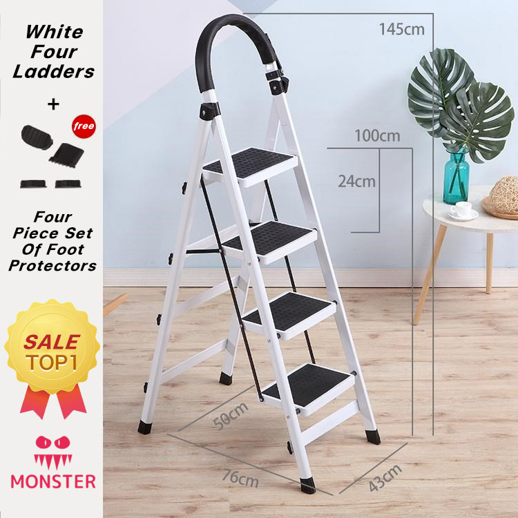 Family foldable ladder 4 steps ladder portable sturdy non-slip ...
