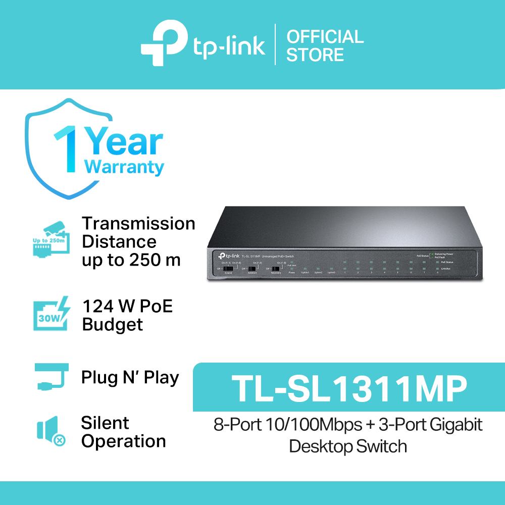 TP-Link TL-SL1311MP 8-Port 10/100Mbps + 3-Port Gigabit Desktop Switch ...