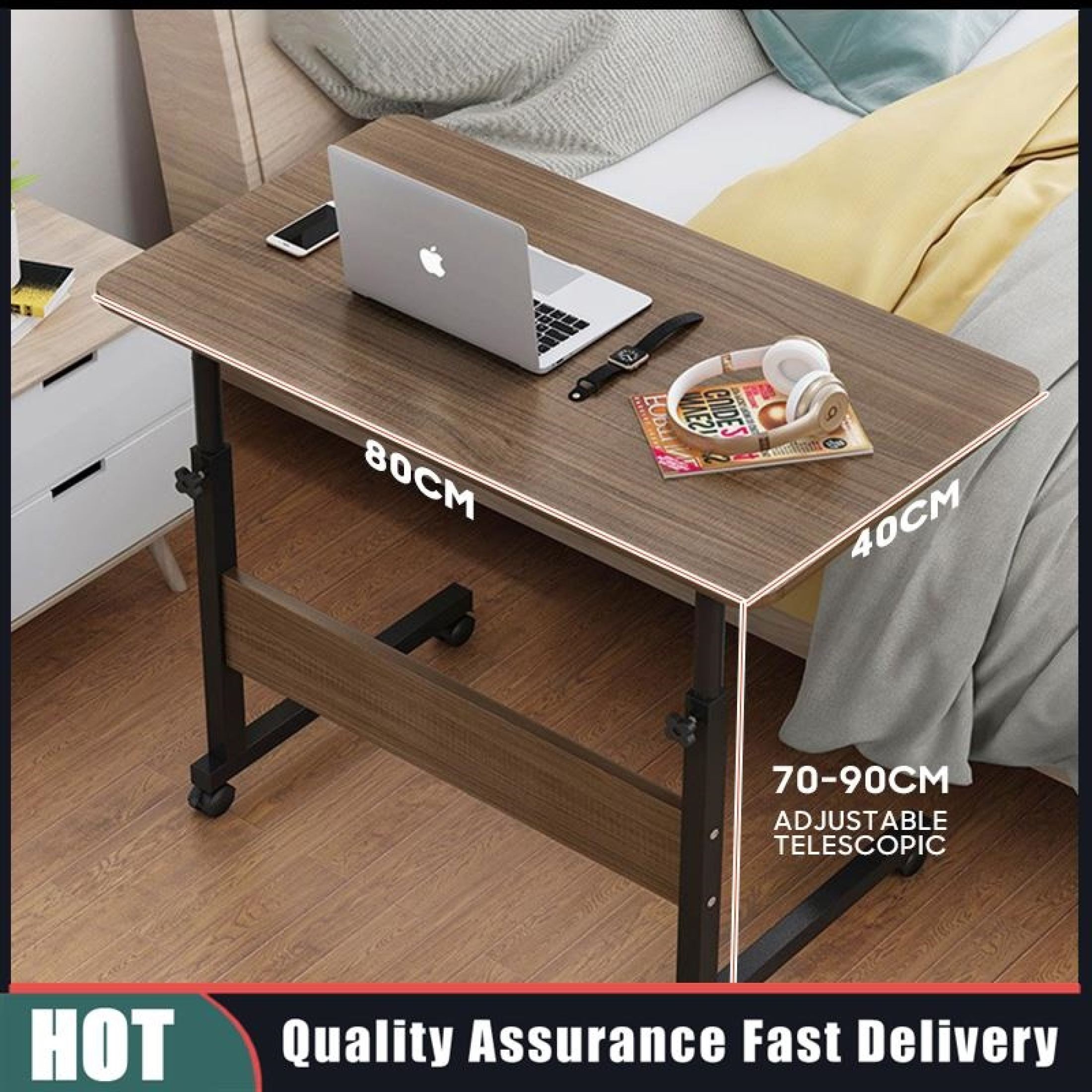 Adjustable Bedside Table Laptop Table Study Table Computer Table with 4 ...