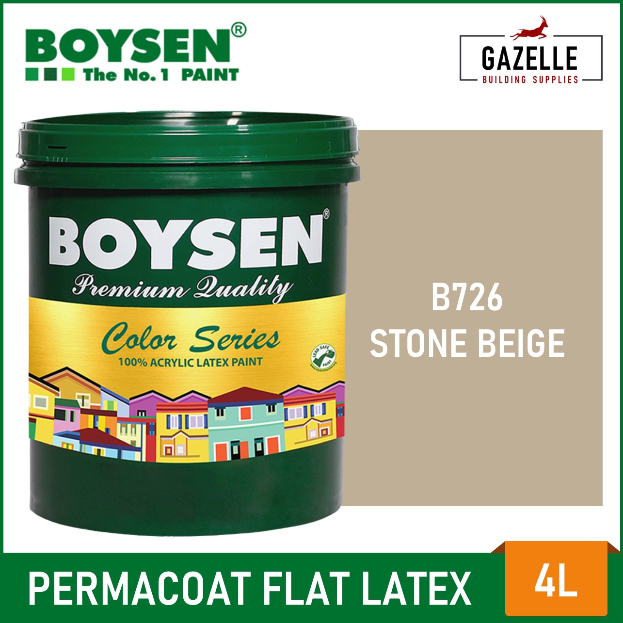 Boysen Color Series Permacoat Flat Latex Stone Beige B726 Acrylic Latex ...