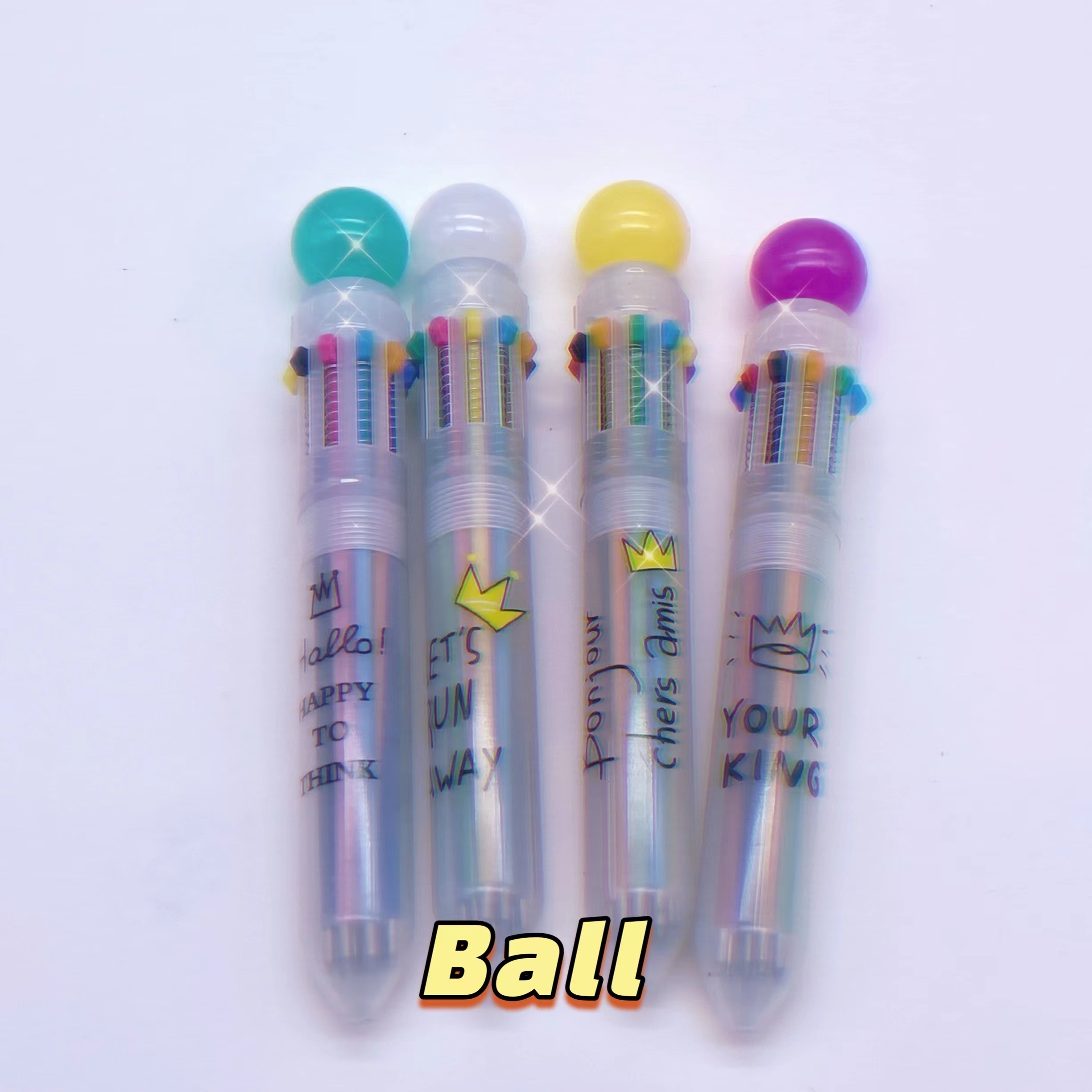 Multifunction 10in1 Ballpoint Pen Creative Writing Colorful Multi Ball ...