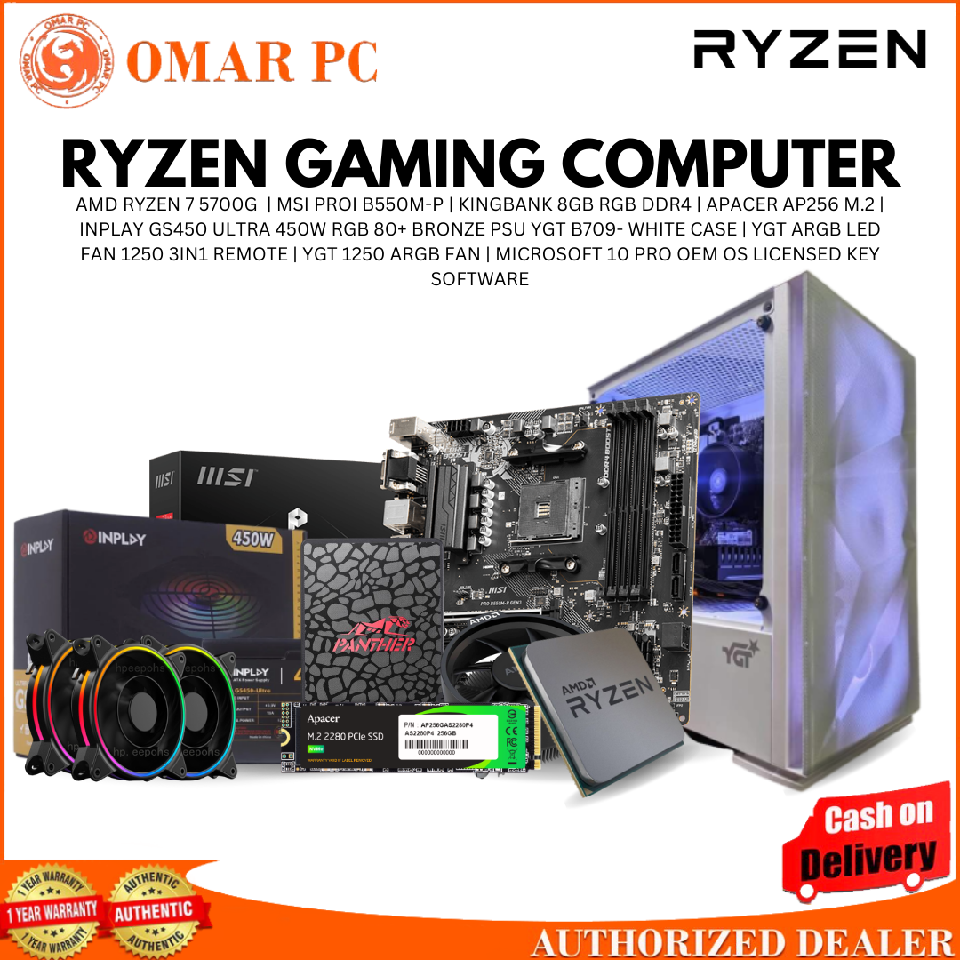GAMING SYSTEM UNIT - RYZEN 7 5700G / B550M MOTHERBOARD /16GB RAM DDR4 ...