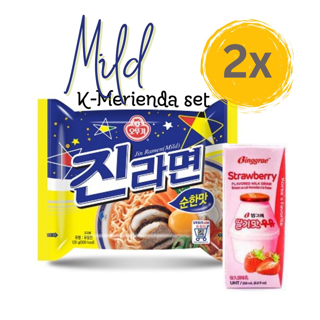 K-Buddy Merienda Pack for 2 (two): Jin Ramen Mild + Strawberry Milk ...