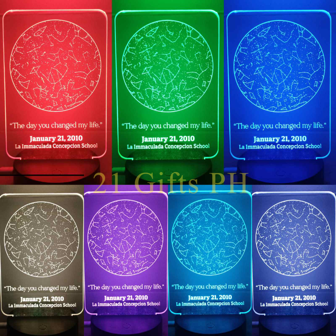 Customized NIGHT SKY STAR MAP Led Lamp in Wooden Frame/ Lamp Base ...