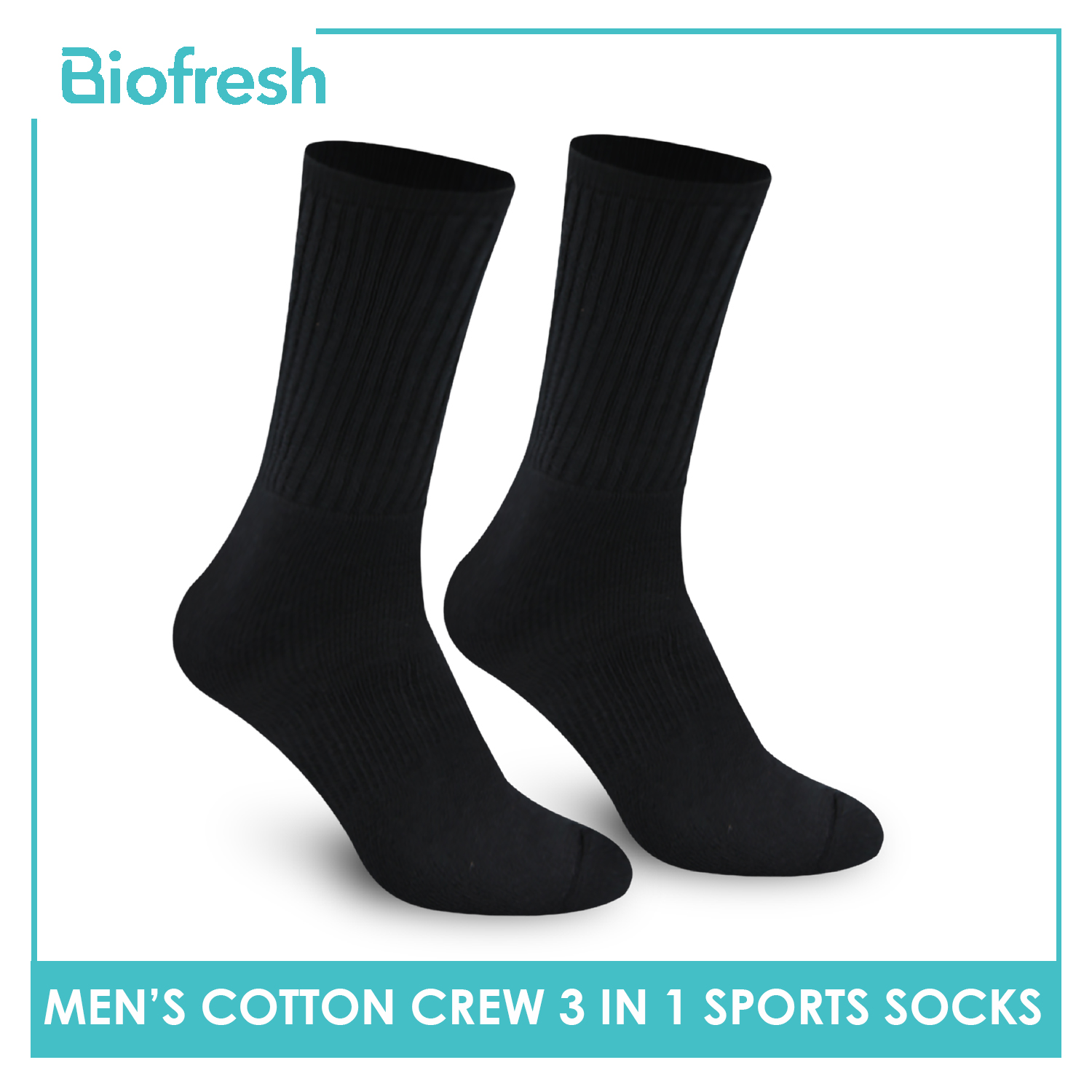 Biofresh RMSKG23 Men’s Antimicrobial Odor Free Cotton Crew Thick Sports ...