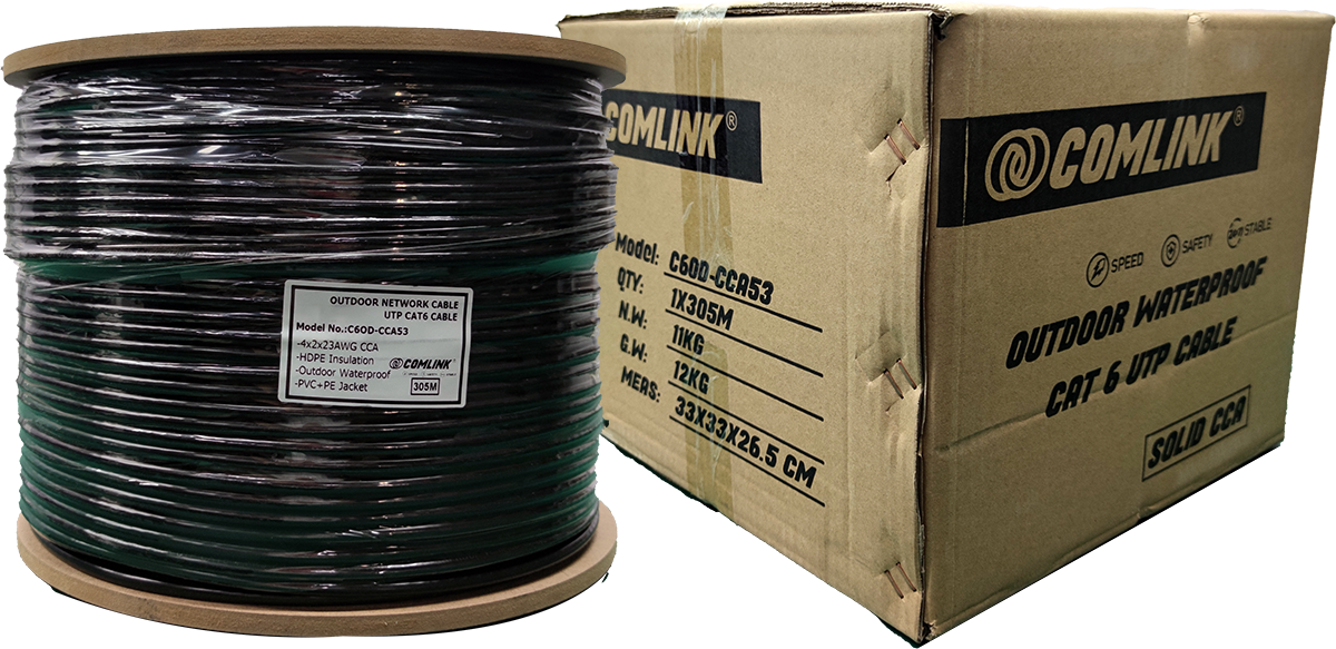 Comlink Outdoor Cat6 UTP Cable 305M | CCA and Pure Copper Network CCTV ...