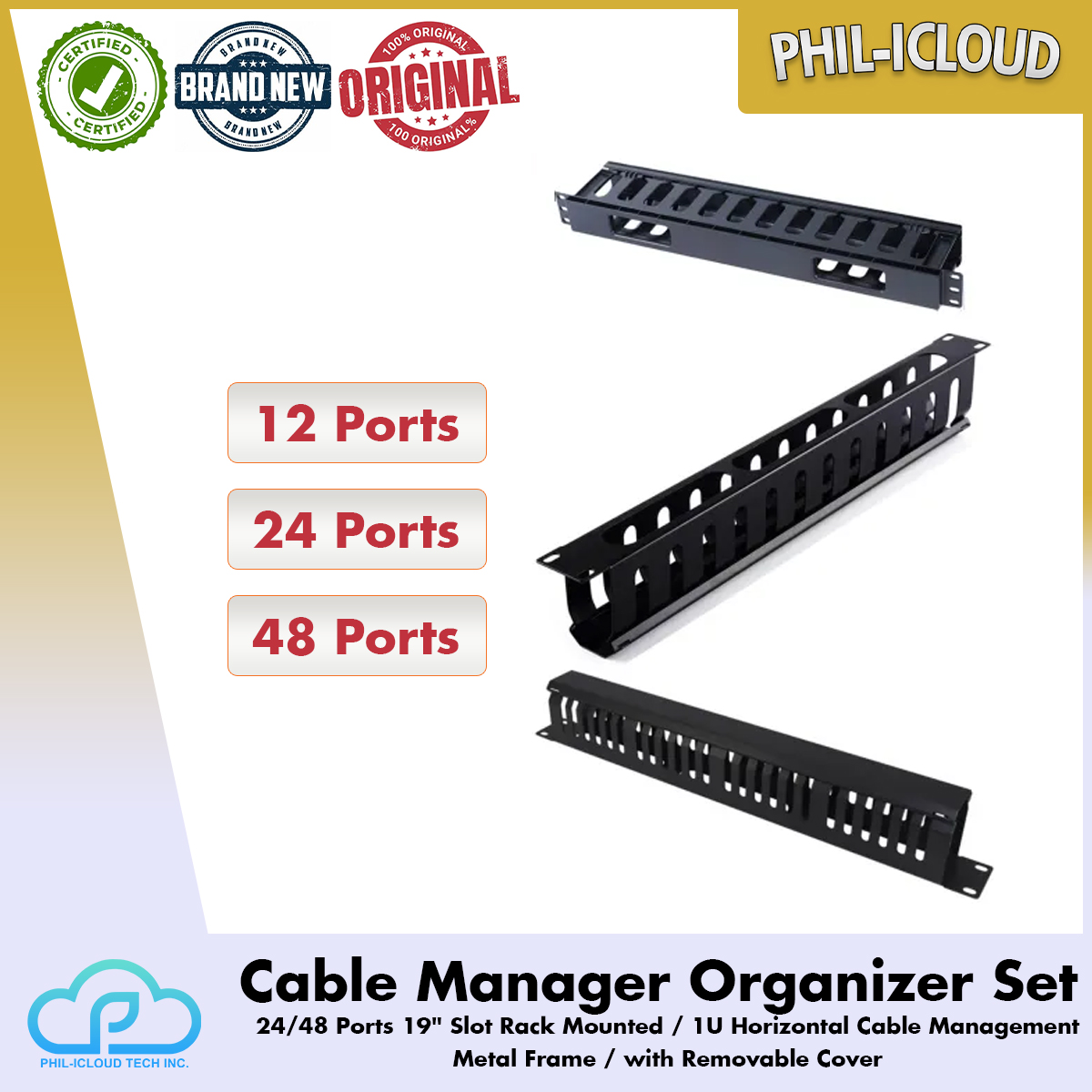 24/48 Ports Cable Manager Organizer Set / 19" Slot Rack Mounted/ 1U ...