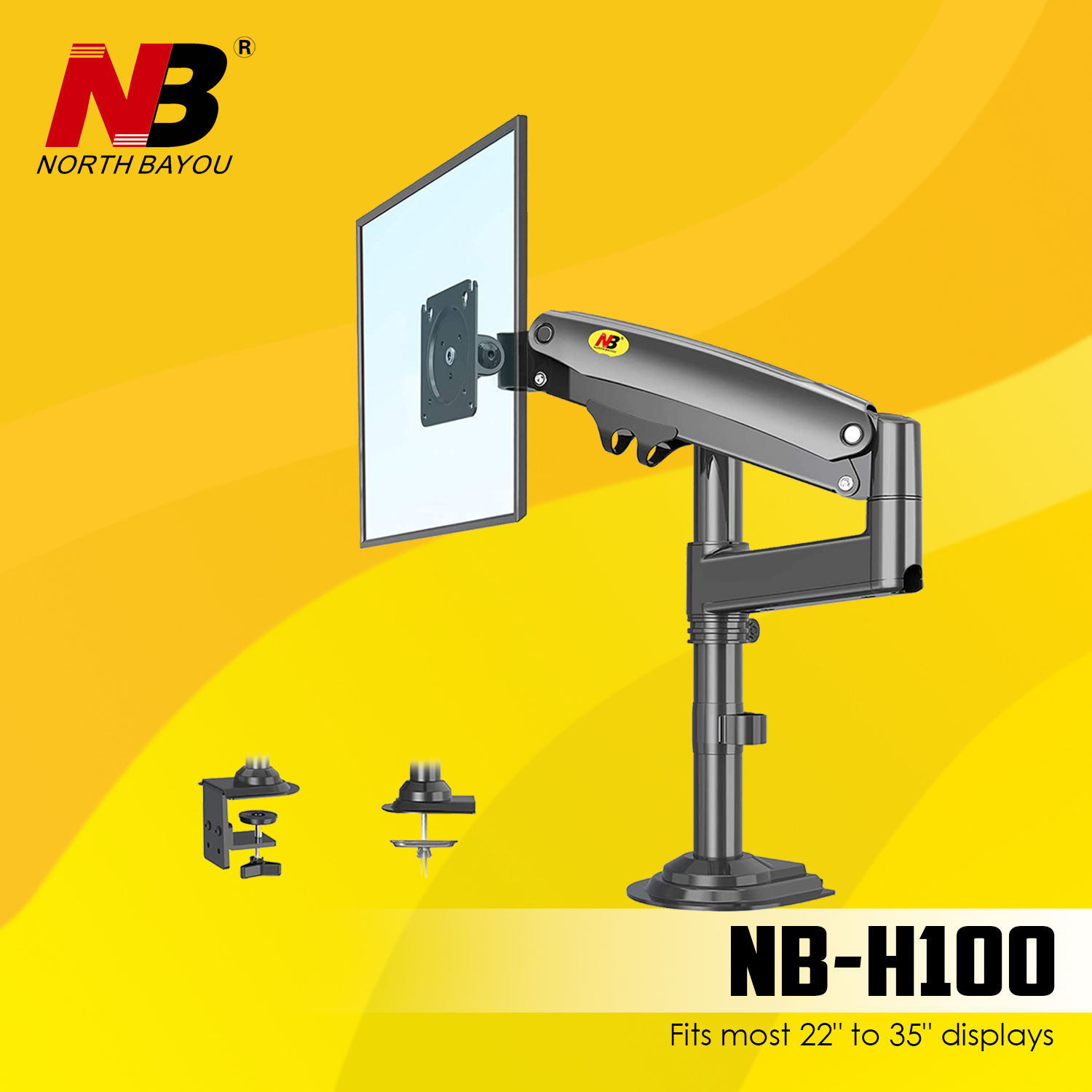 North Bayou NB-H100 Flat Panel 22"-35" LED TV Single Monitor Arm Mount Stand Pole | Lazada PH