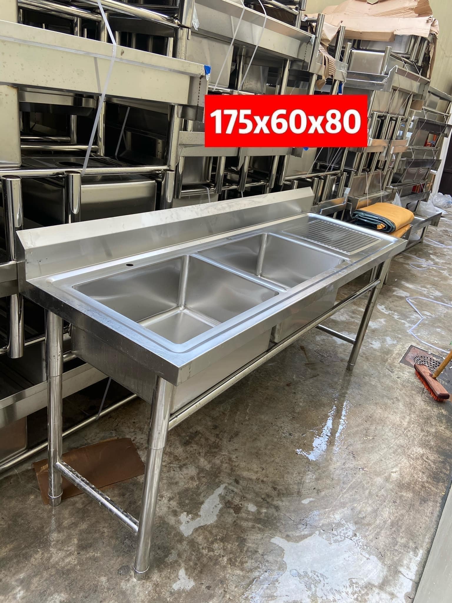 Stainless Kitchen Sink with Stand Double Sink with Drainboard | Lazada PH