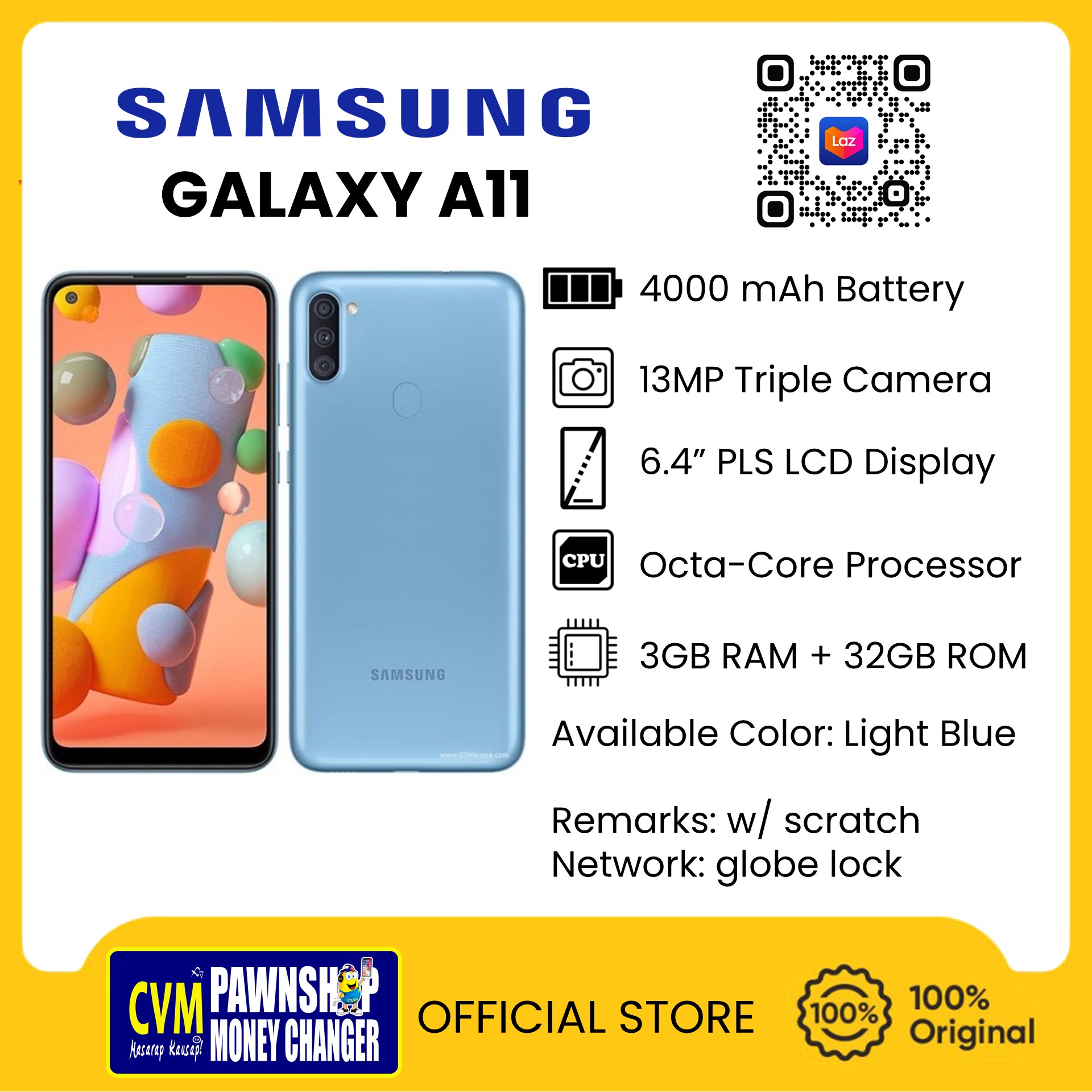 SAMSUNG GALAXY A11 | 3GB RAM 32GB ROM | 4000 MAH | LIGHT BLUE | Lazada PH