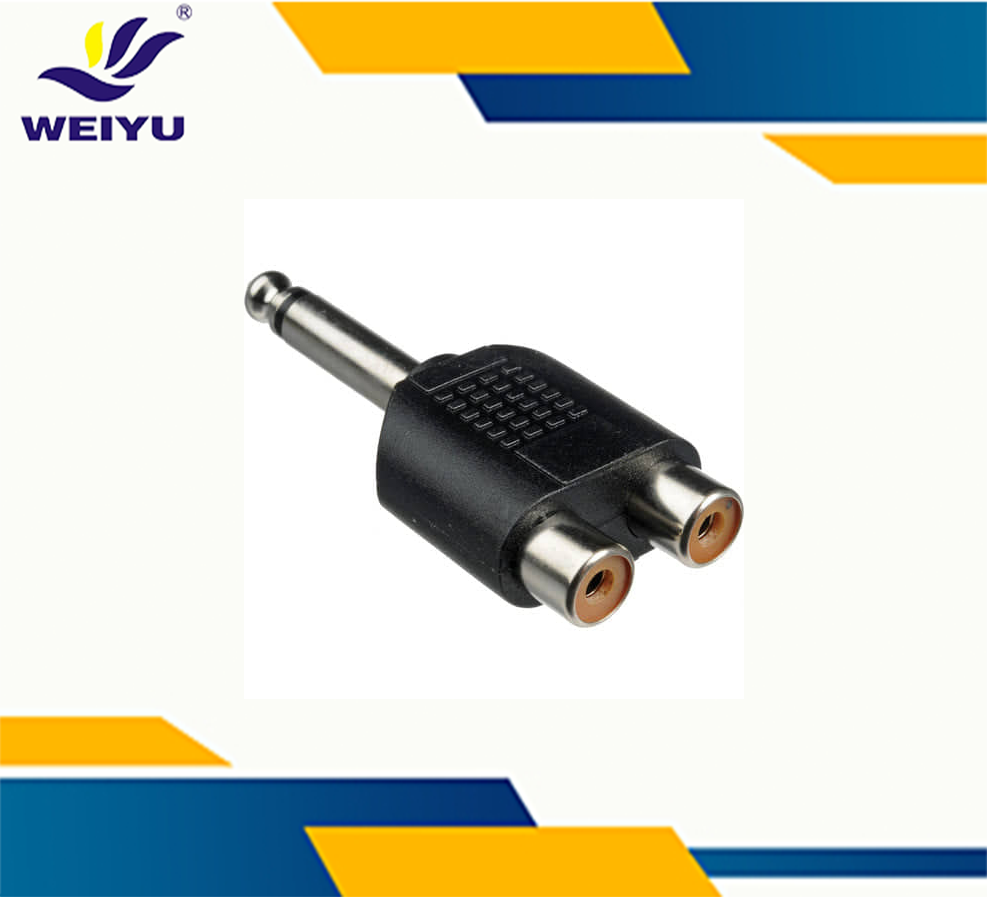 5/10 PCS Dual 2-RCA Female Jack to 6.35mm RCA mono 1/4" Mono Plug Y ...