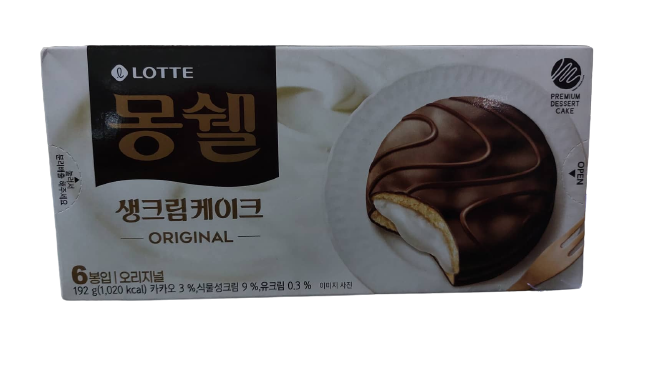 Lotte Mon Cher Cream Cake Premium Dessert Cake Original / Cacao 32g x 6 ...