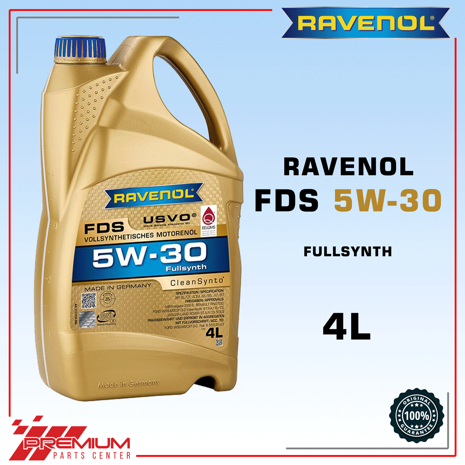 RAVENOL FDS SAE 5W-30 Fully Synthetic Gasoline and Diesel Oil 4 Liter ...