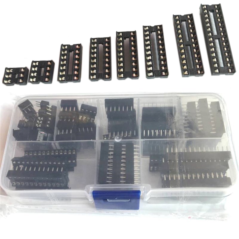 66Pcs DIP IC Sockets Adaptor Solder Type Socket Kit 6,8,14,16,18,20,24 ...