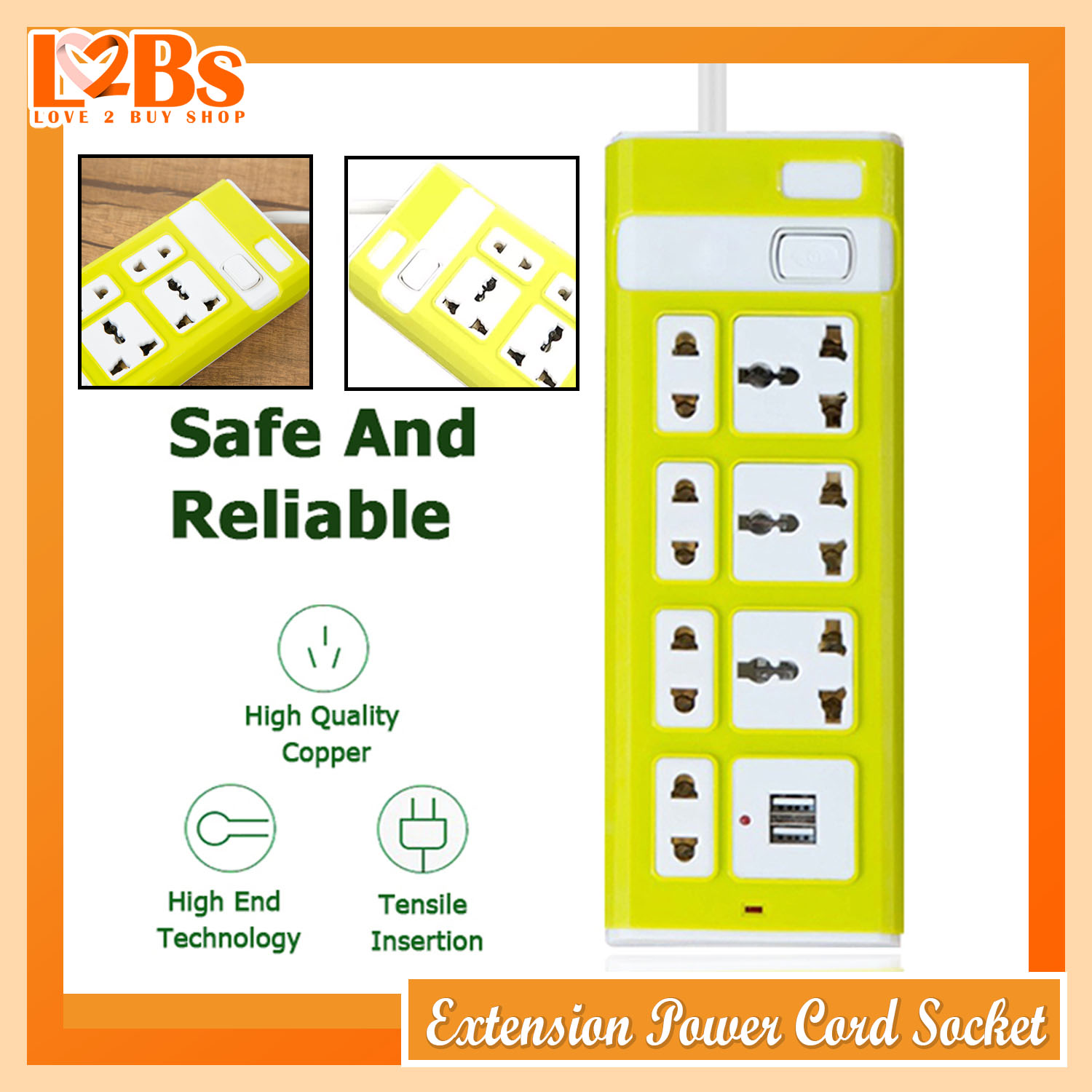 Multi-switch Socket 9 Outlet with 2USB Extension Cord Socket Universal Socket Individual ...