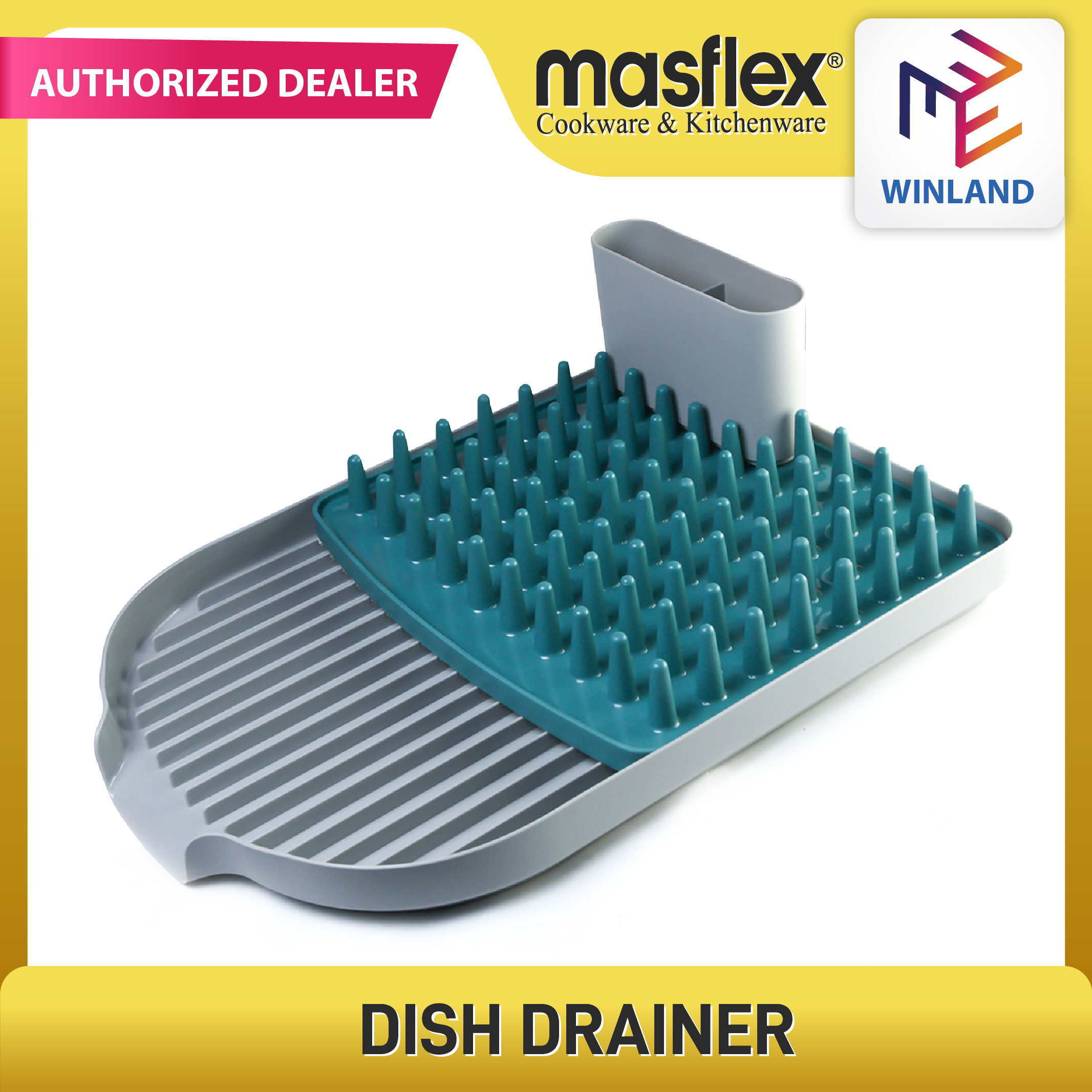Masflex Original Dish Drainer Rack Kitchen Sink Drying White & Green DF ...