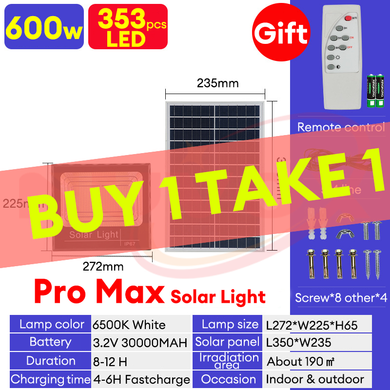 【BUY 1 TAKE 1】Solra Light 800W solar flood lights LED lamp 607 LED ...