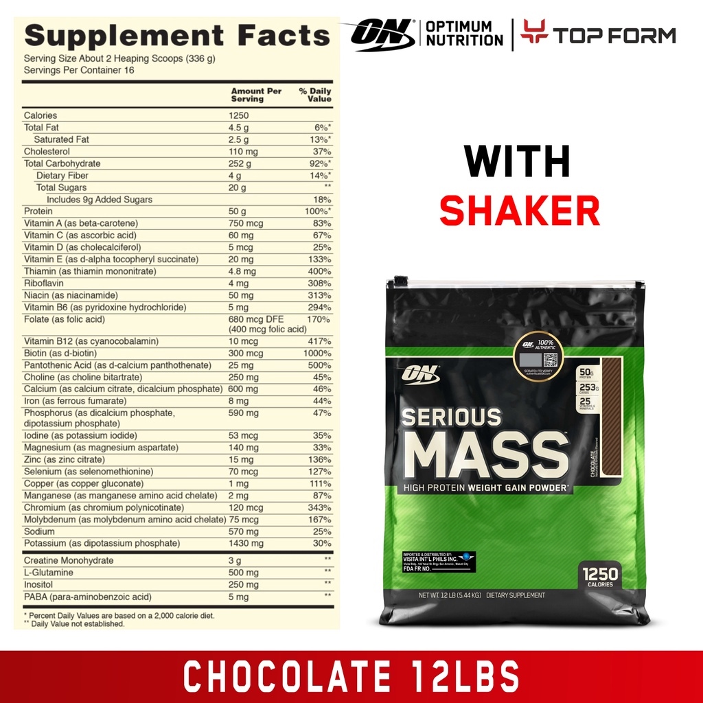 Optimum Nutrition Serious Mass ON Mass Gainer Whey Protein Powder ...