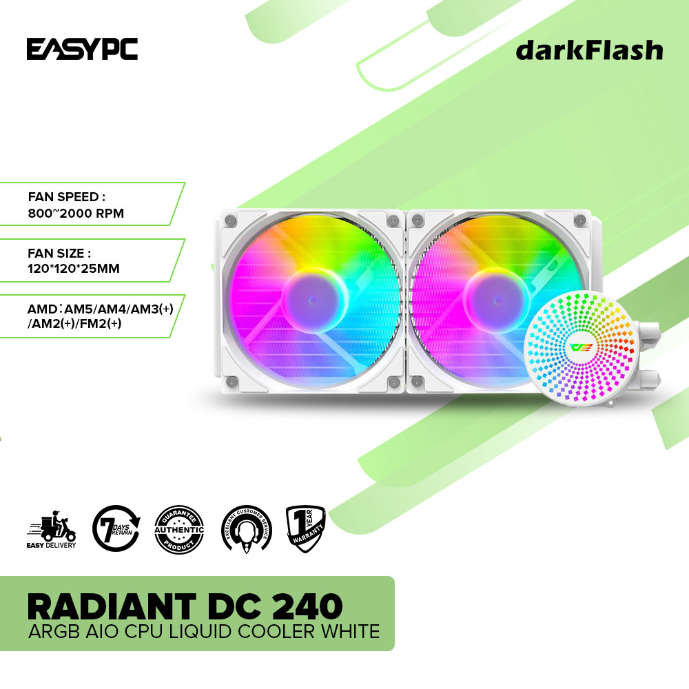 EasyPC | DarkFlash Radiant DC 240 BARGB AIO CPU Liquid Cooler Black or ...