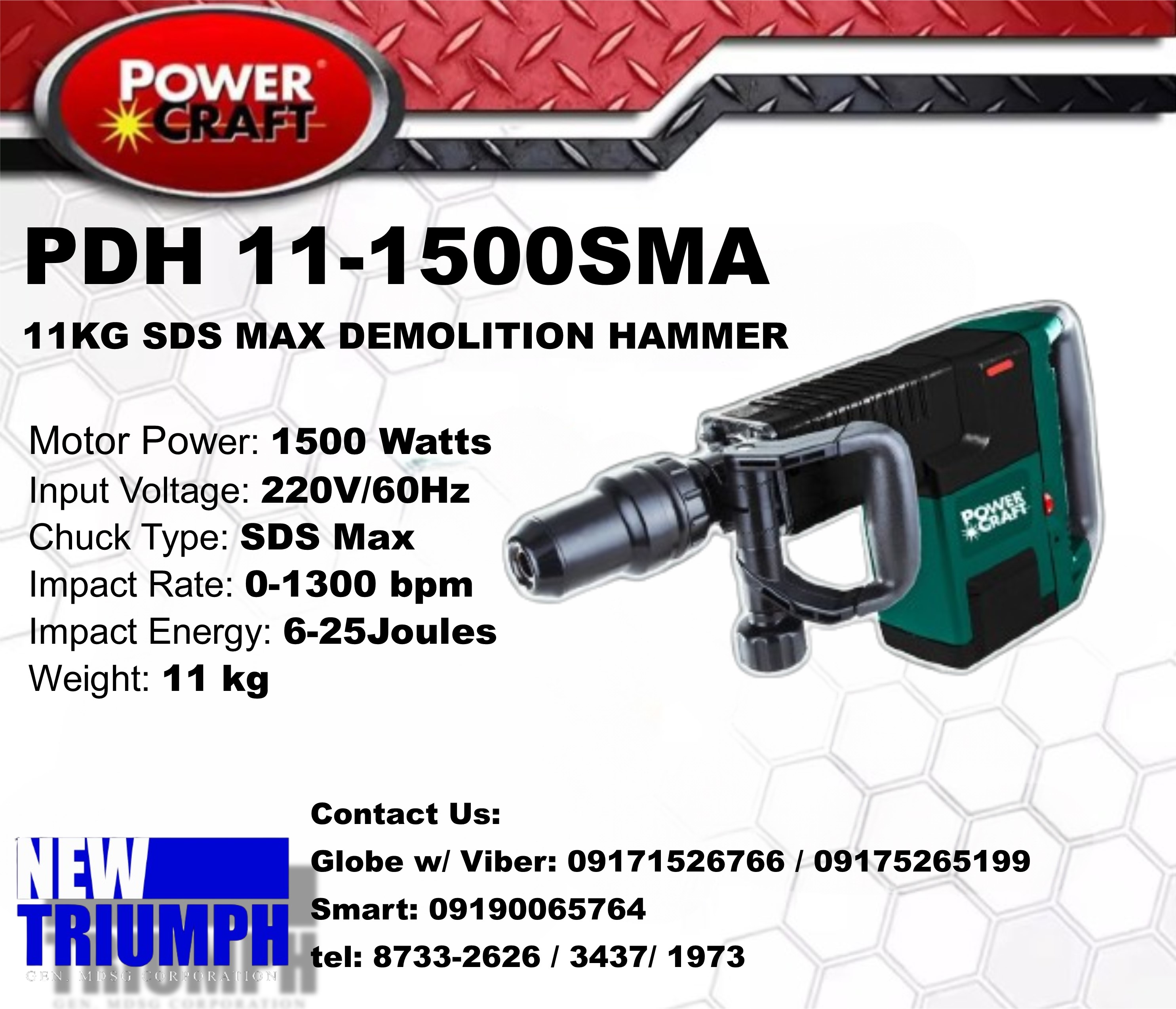 PowerCraft New 11kg SDS Max DEMOLITION HAMMER PDH 11-1500SMA | Lazada PH