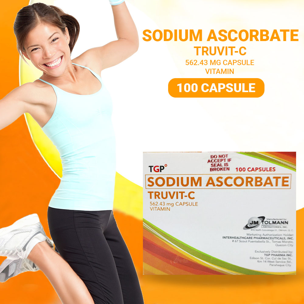 TGP TRUVIT-C Sodium Ascorbate 562.43mg Non-Acidic Vitamin C 1 box=100 ...