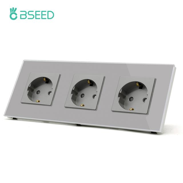 BSEED Glass Switch 1/2/3Gang 1Way Touch Light Switch EU Wall Sockets Power Socket with USB Type ...