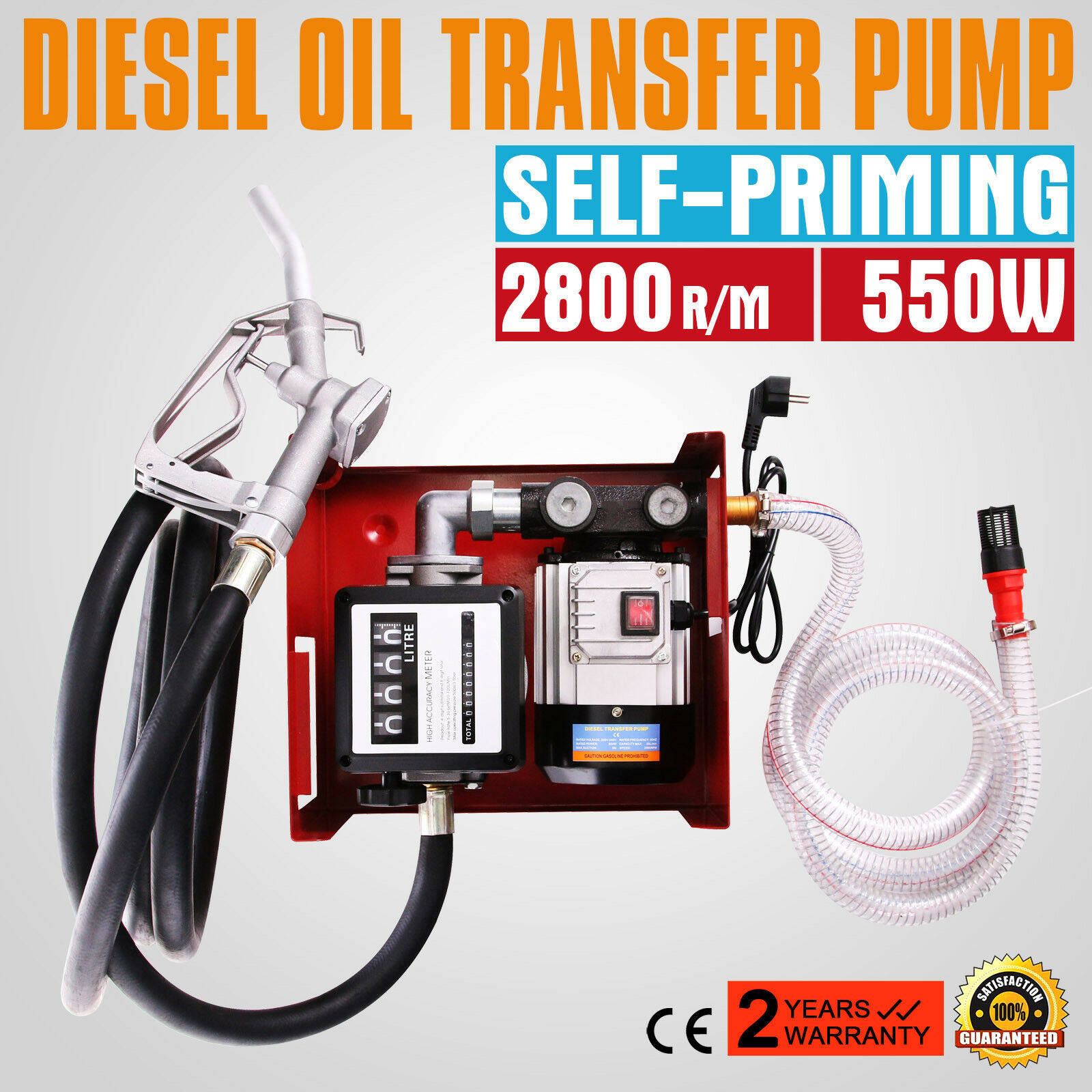 EURORECAR 220V Self Priming Fuel oil Transfer Pump 60L/Min High ...