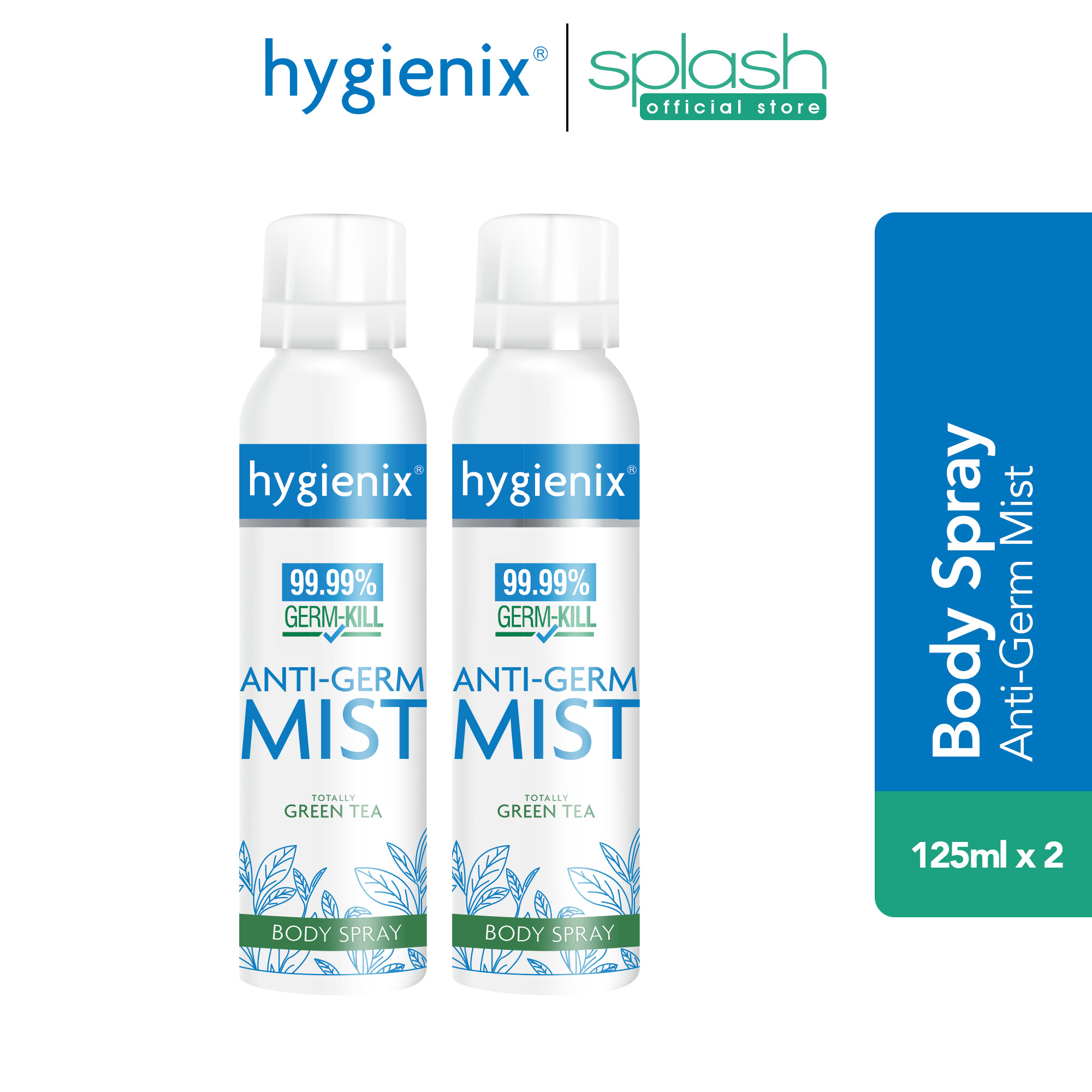 Hygienix Anti-Germ Mist Body Spray in Green Tea scent 125mL set of 2 ...