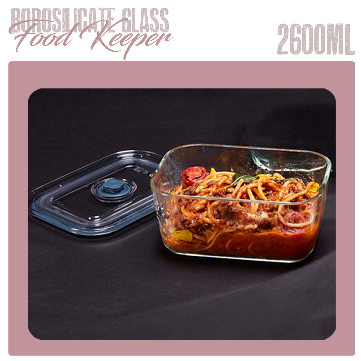 Borosilicate Glass Airtight Food Container with Rectangular Press ...