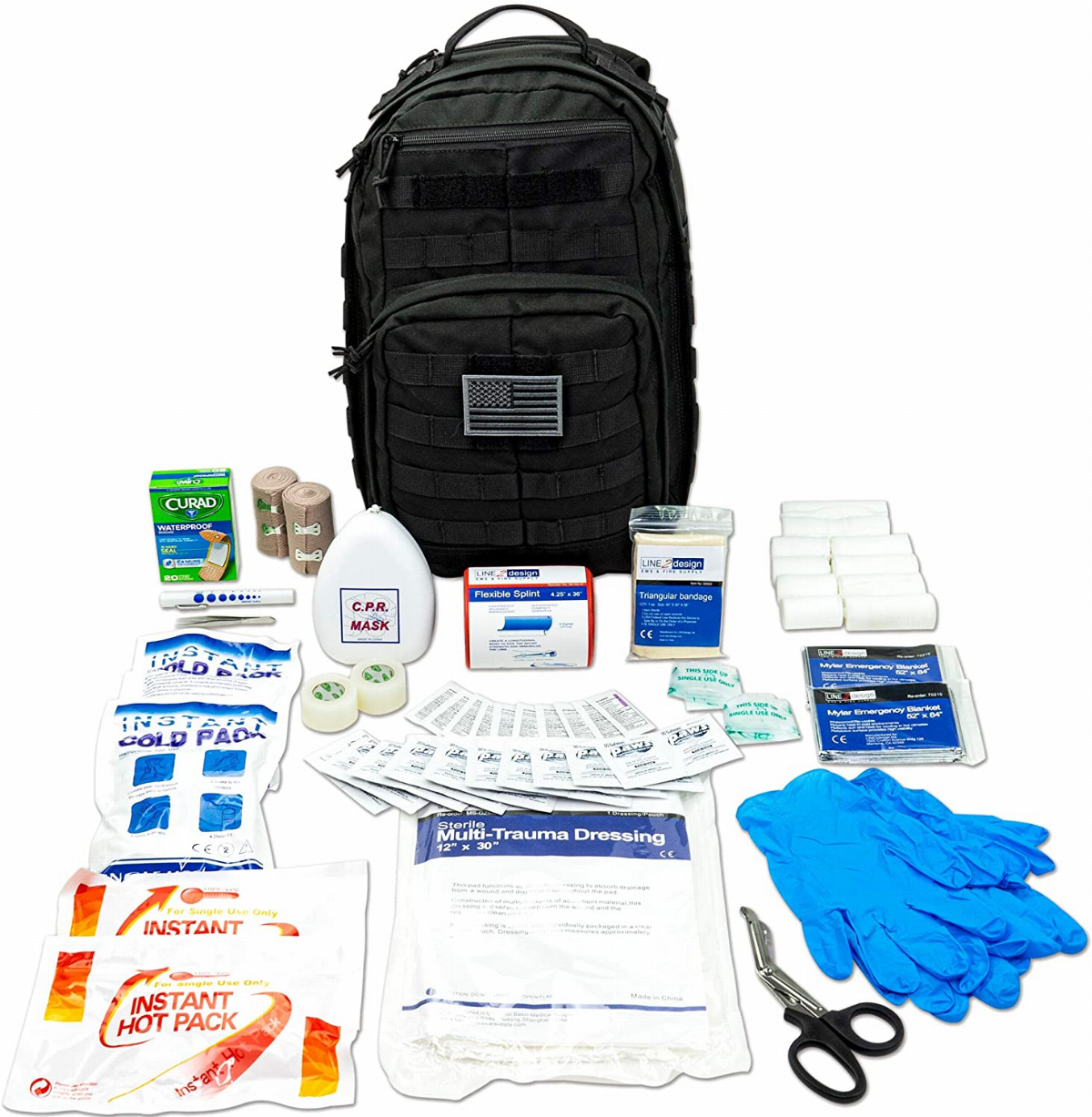 LINE2design Complete Molle Bag Kit - EMT Carry Bag Fully Stocked First ...