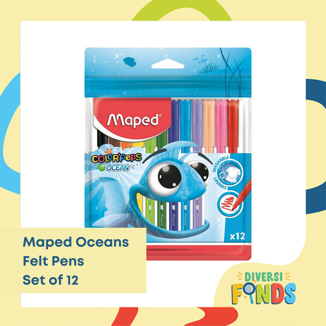 MAPED Ocean Color Peps Felt Pens (Pulse) (12,18, 24 colors, Felt Tip ...
