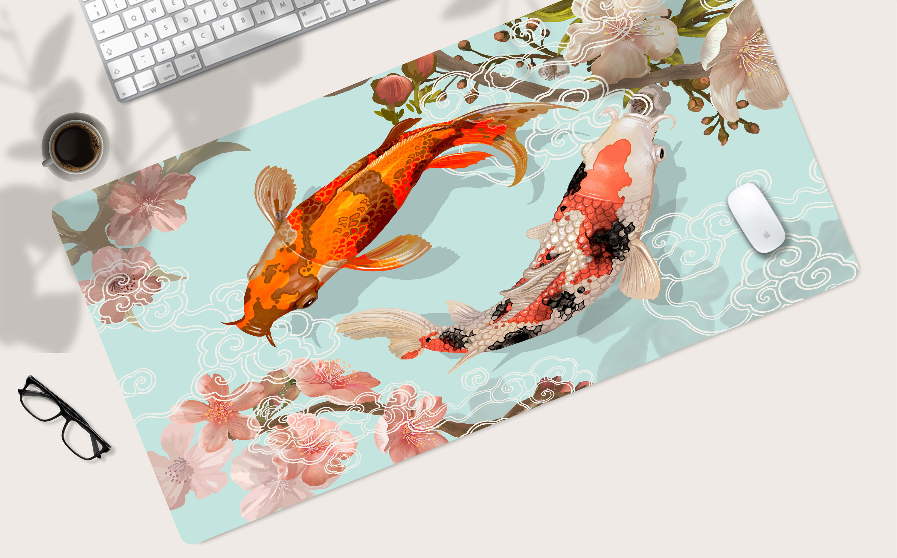 2023 Japanese Desk Mat, Koi Carp Desk Mat, Anime Desk Mat, Desk ...