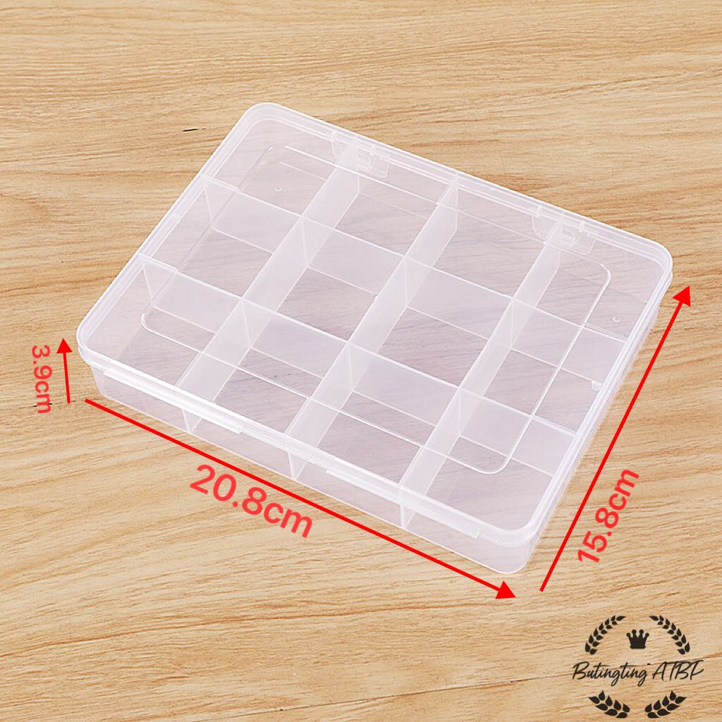 PP Plastic box 12 grid storage box diy rubber band fixed beaded 20.8cm X 15.8cm | Lazada PH