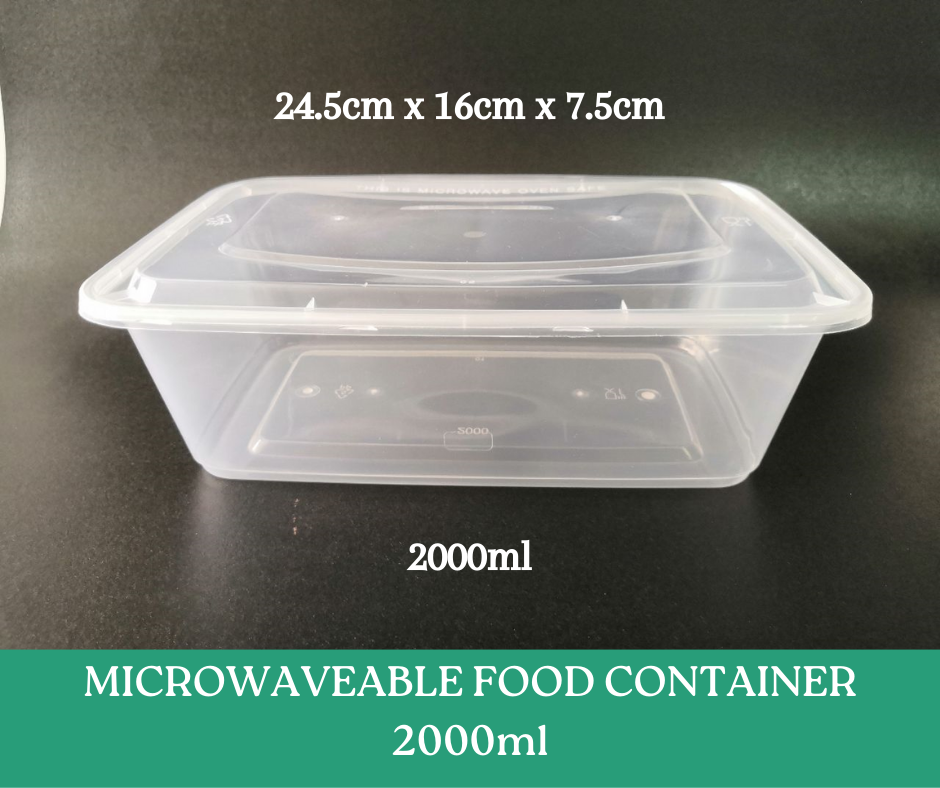 Microwaveable Food Container 2000ml Disposable Plastic Tub for Takeout ...