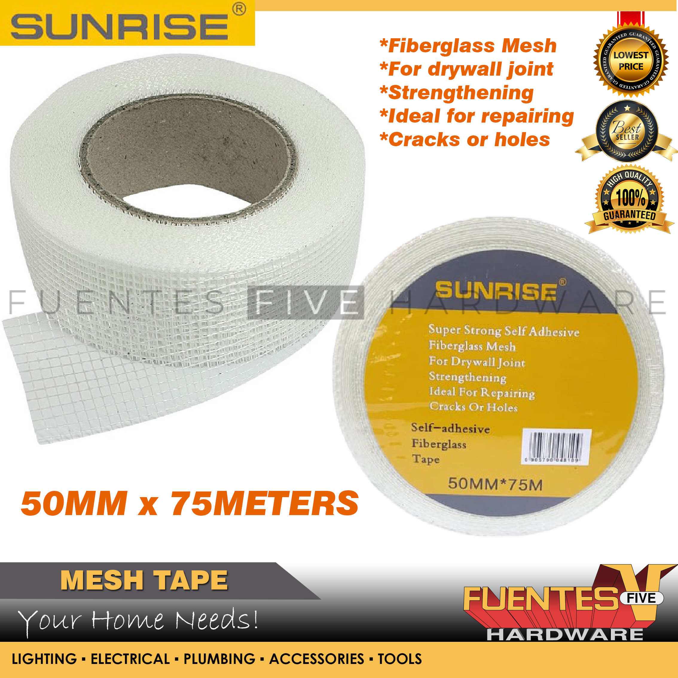Fiberglass self-adhesive mesh tape / gasa tape 50mmx75meters length ...