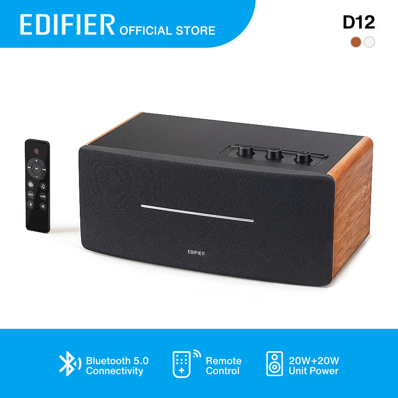 EDIFIER D12 Speaker Bluetooth 5.0 Wooden Enclosure Support AUX Line In Input Theater And Music ...