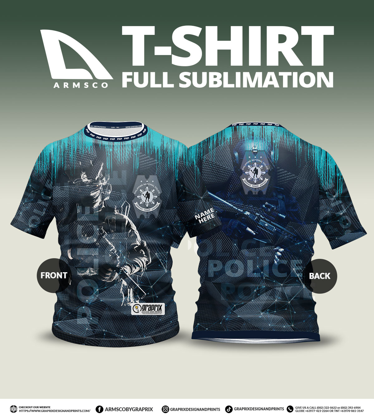 PNP ArmsCo T-shirt Full Sublimation CUSTOMIZE NAME - Mens and Women ...