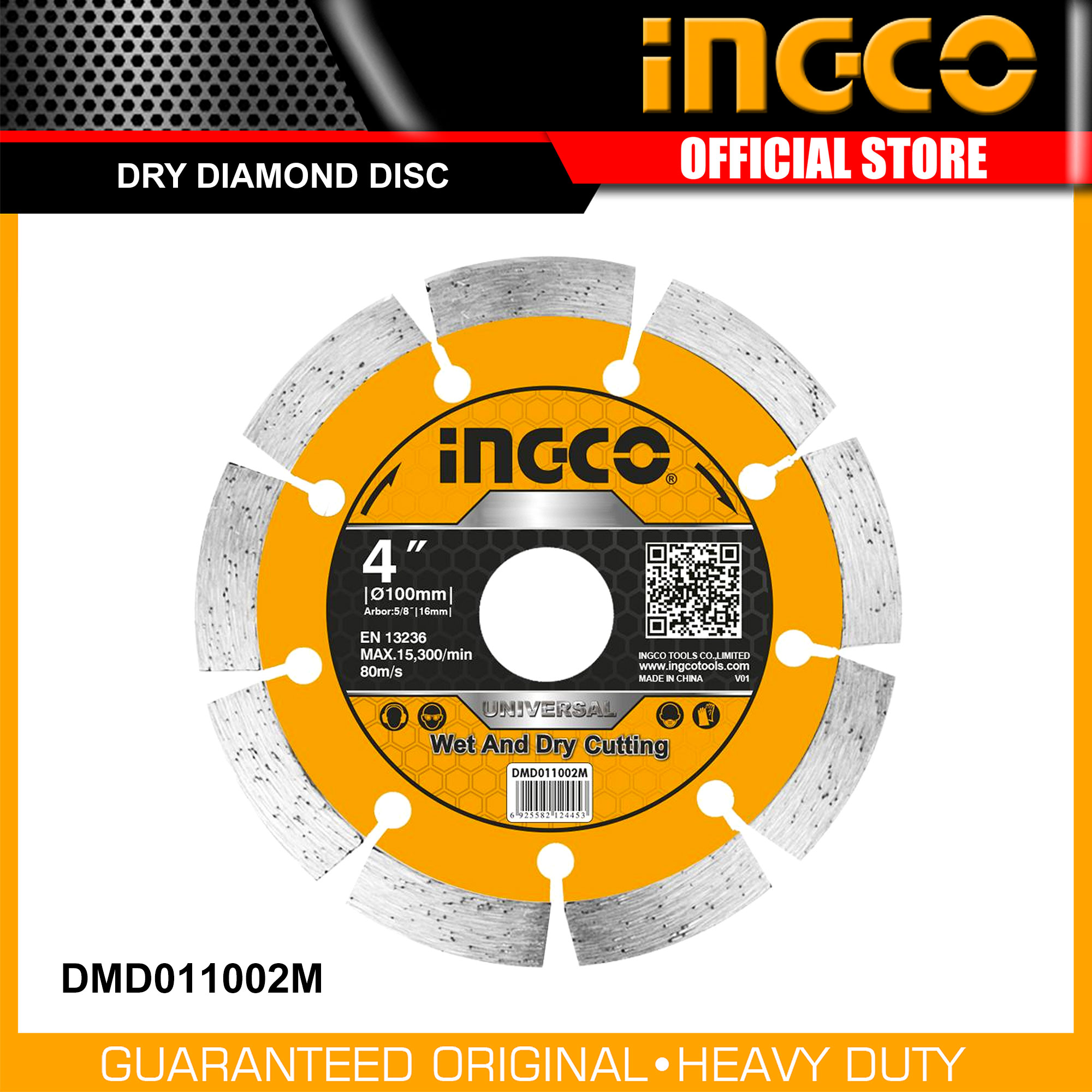 Ingco 4" Dry Diamond Cutting Disc, Wet And Dry DMD011002 / DMD011002M ...
