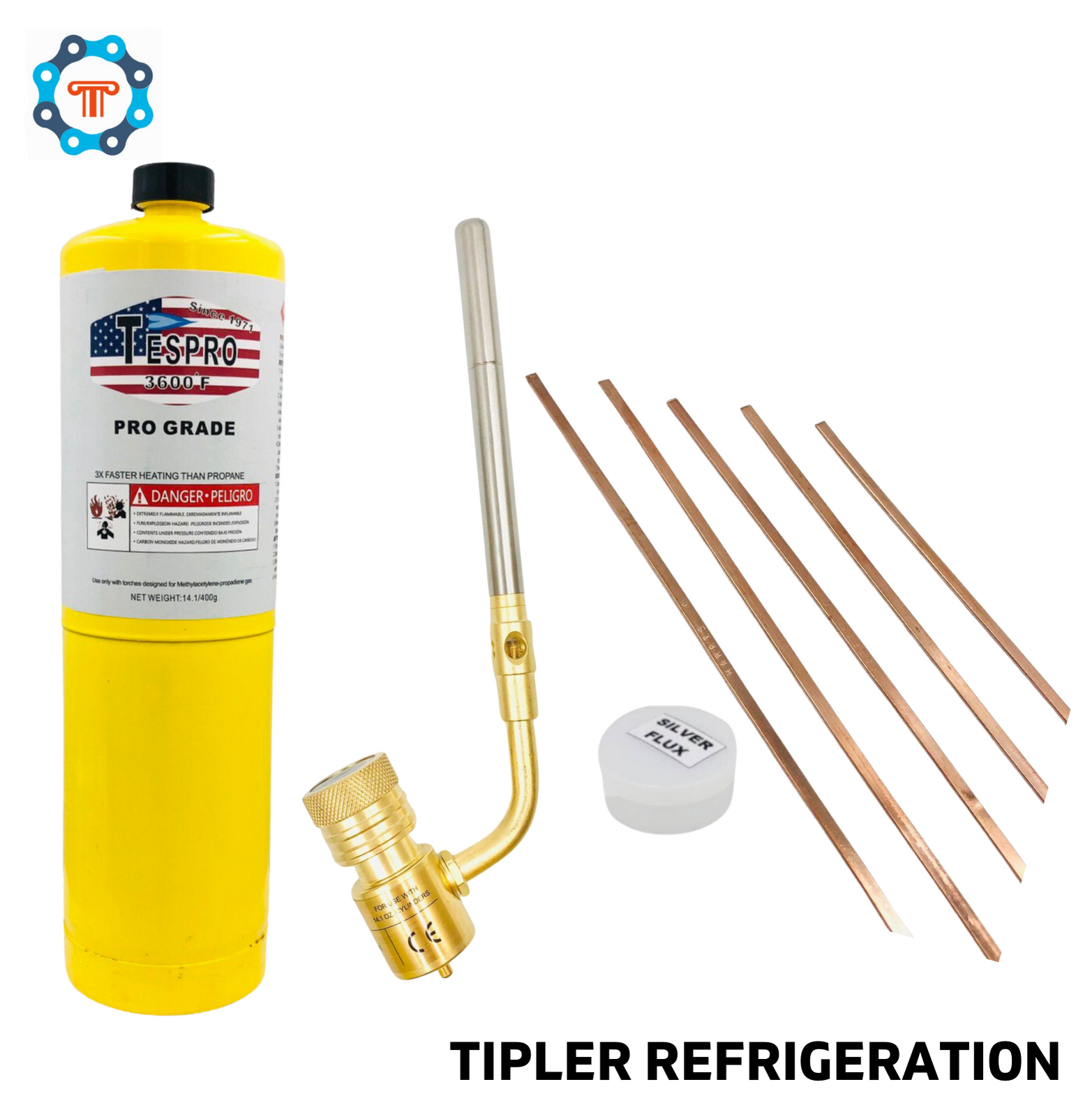Copper Tube Brazing Set (Hand Torch + Mapp Gas + 5pcs Silver Rod + 10g ...