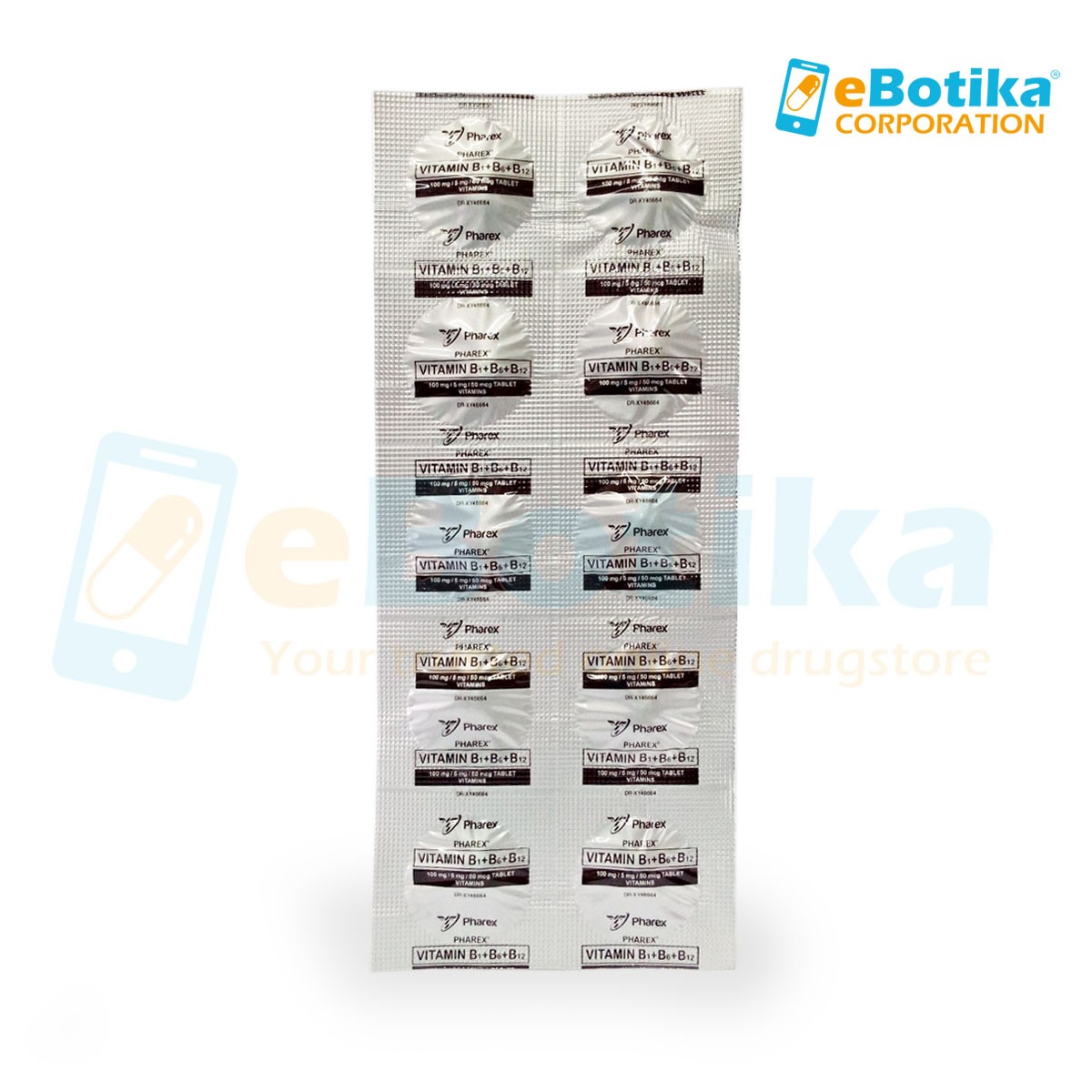 Pharex B-Complex Vitamin B1+B6+B12 100mg/5mg/50mcg (10's Tablets) Nerve ...